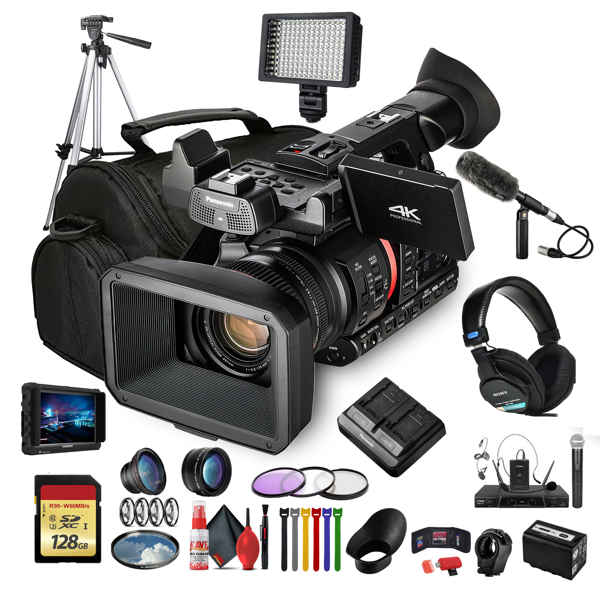 Panasonic AG-CX350 4K Camcorder (AG-CX350) W/Padded Case, 128 GB Memory ...